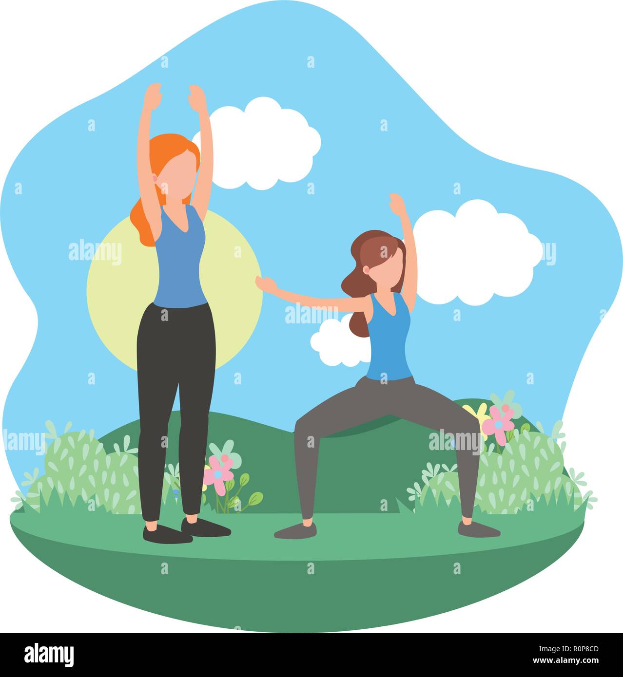 young women exercising cartoon Stock Vector Image & Art - Alamy