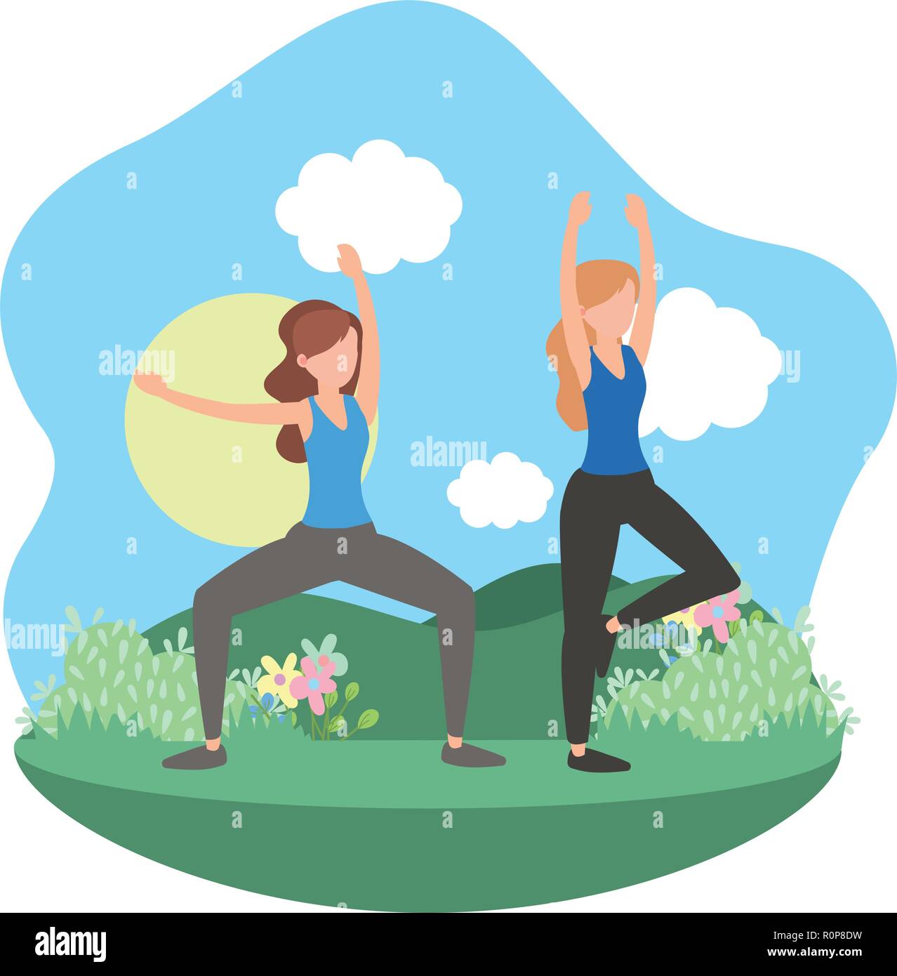 young women exercising cartoon Stock Vector Image & Art - Alamy