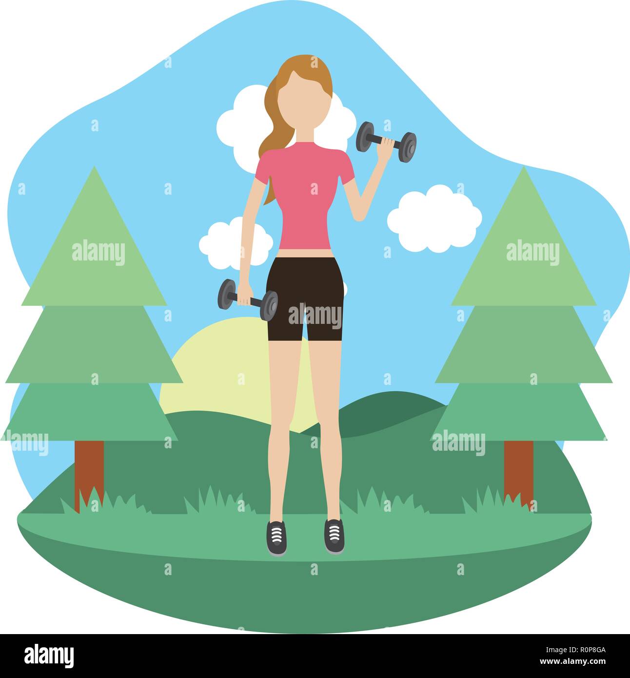 young woman exercising cartoon Stock Vector Image & Art - Alamy