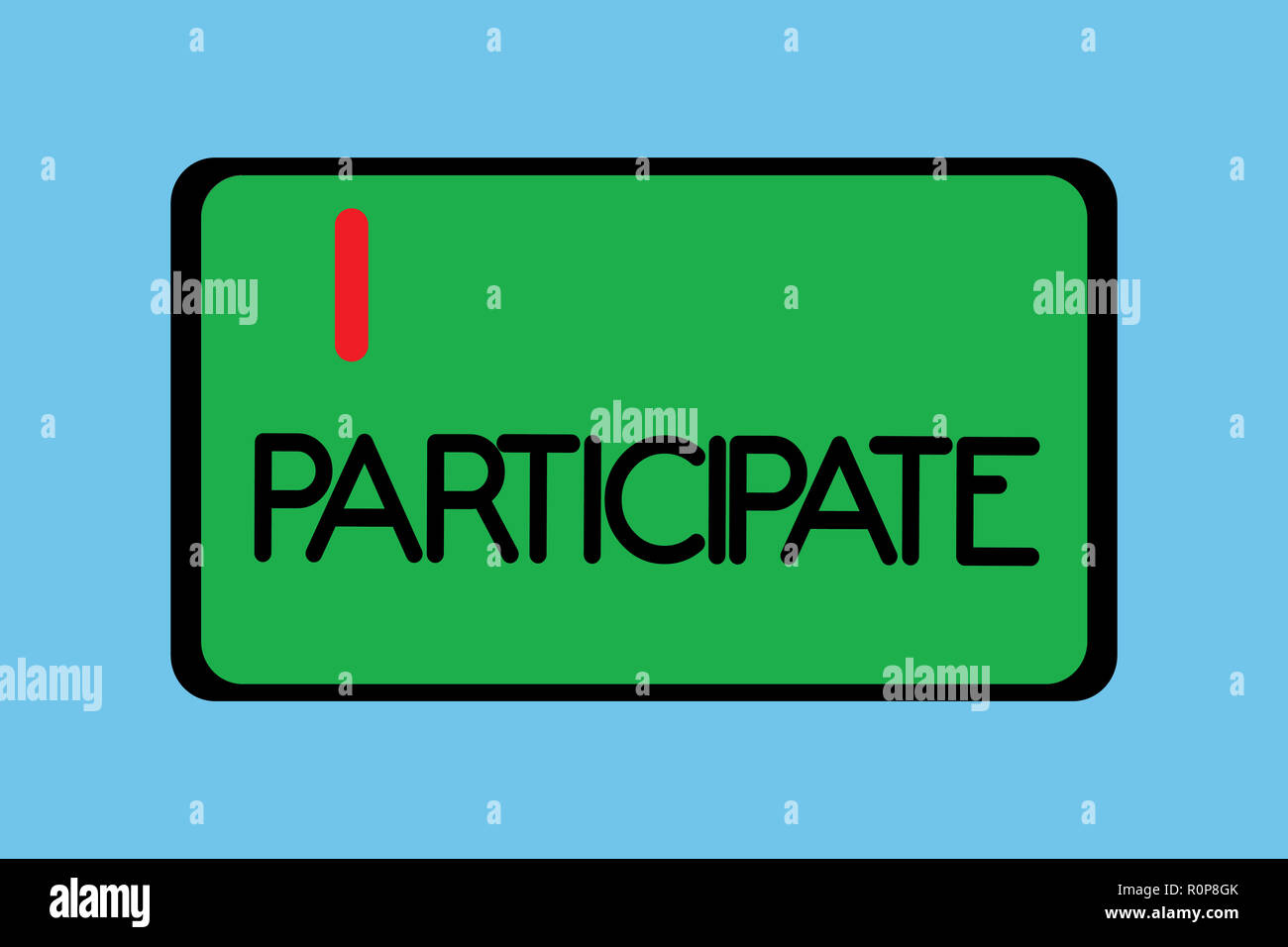 Handwriting text writing Participate. Concept meaning Take part in or ...