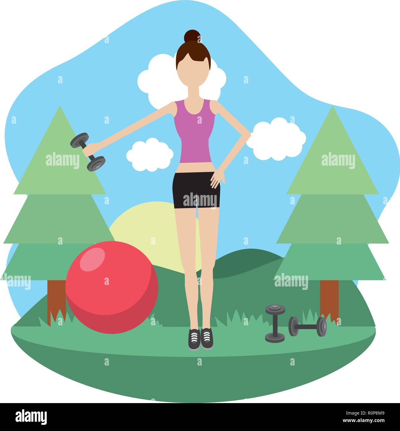 young woman exercising cartoon Stock Vector Image & Art - Alamy