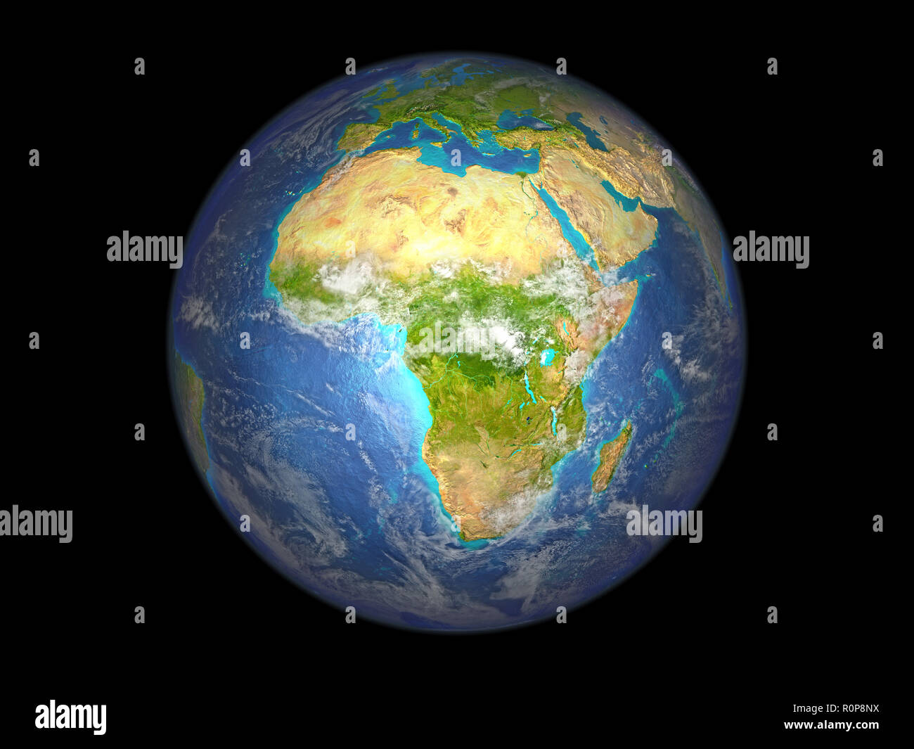 Africa on planet Earth from space. 3D illustration isolated on white ...