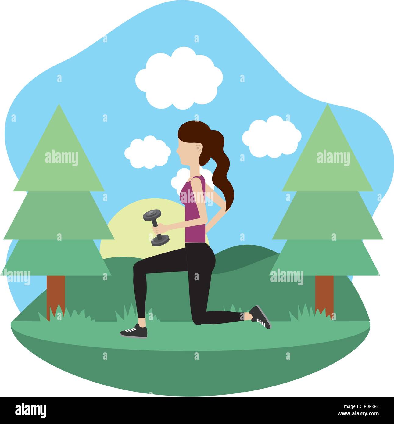 young woman exercising cartoon Stock Vector Image & Art - Alamy
