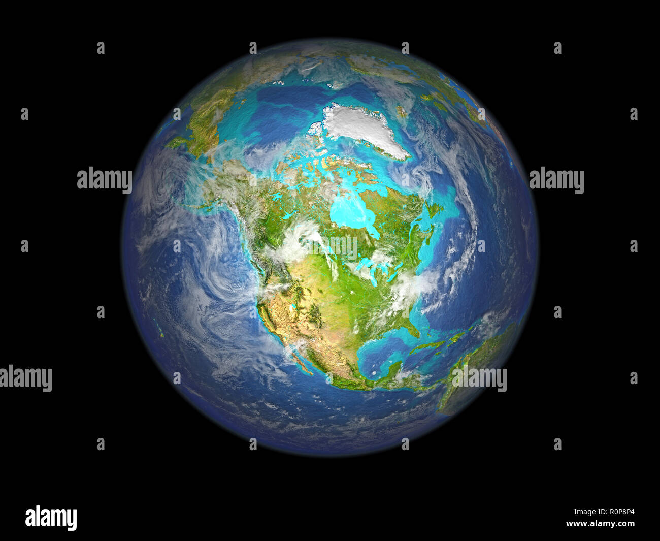 North America on planet Earth from space. 3D illustration isolated on ...