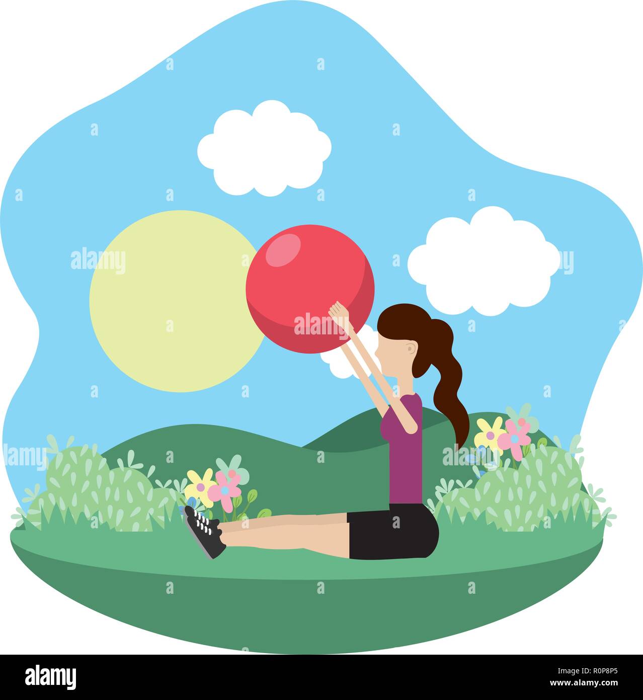 young woman exercising cartoon Stock Vector Image & Art - Alamy