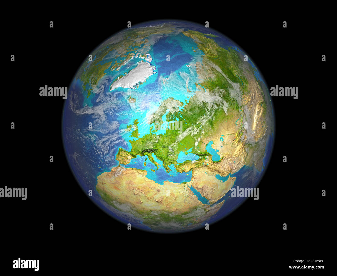 Europe on planet Earth from space. 3D illustration isolated on white ...