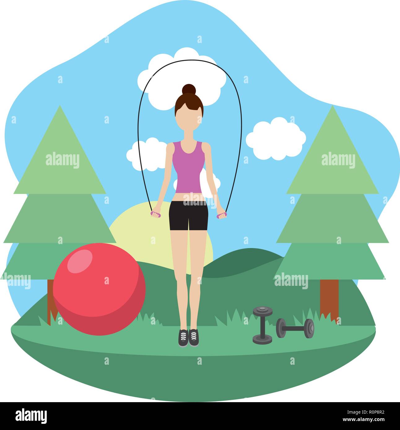 young woman exercising cartoon Stock Vector Image & Art - Alamy