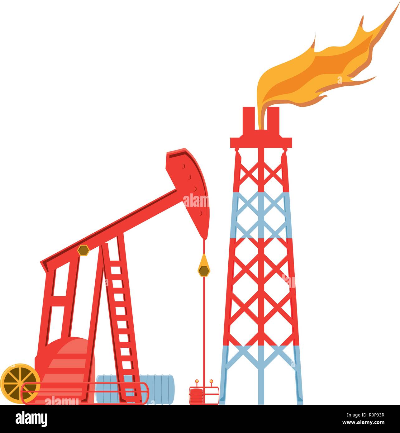 tower of plant oil extraction with flames vector illustration design ...