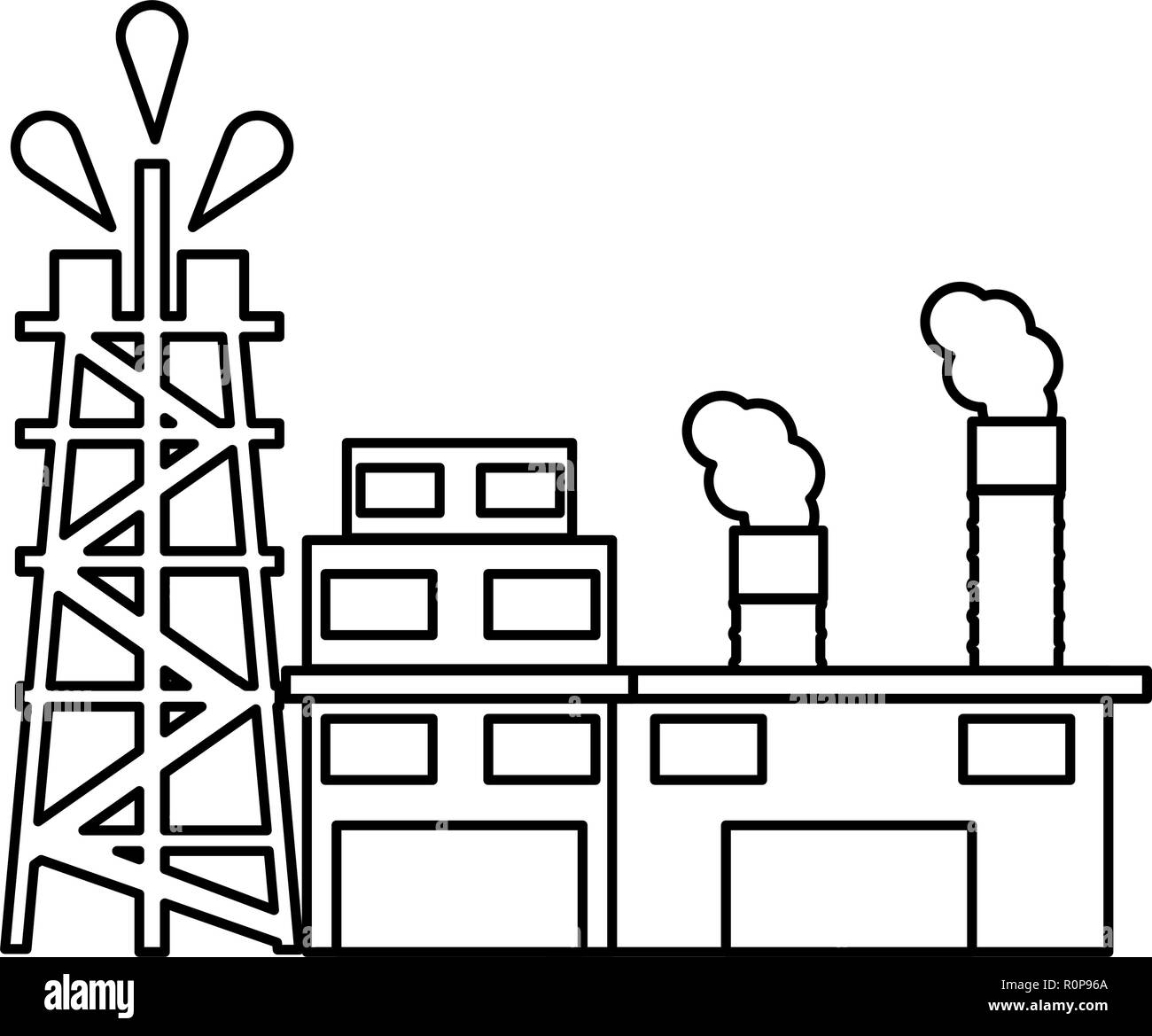 tower of plant oil extraction with factory vector illustration design ...