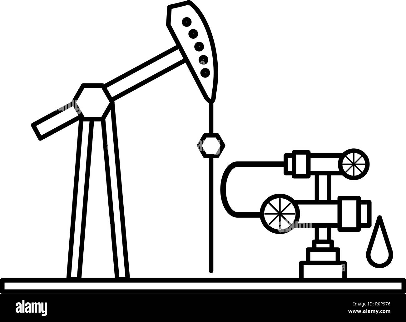 oil excavation drill industry with pipeline vector illustration design ...