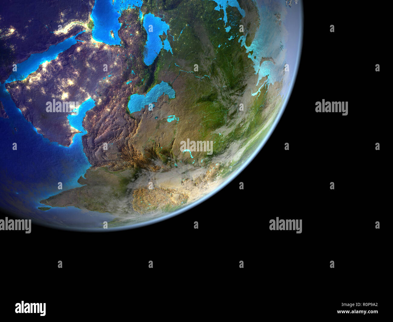 Asia from space on planet Earth. 3D illustration. Elements of this ...