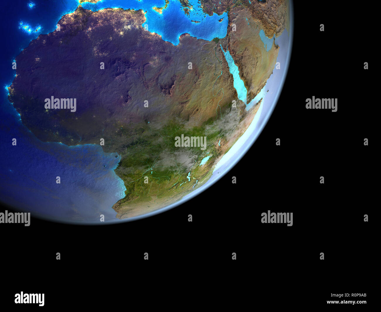 Africa from space on planet Earth. 3D illustration. Elements of this ...