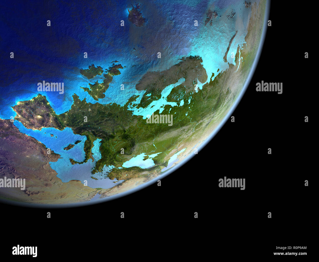 Europe from space on planet Earth. 3D illustration. Elements of this ...