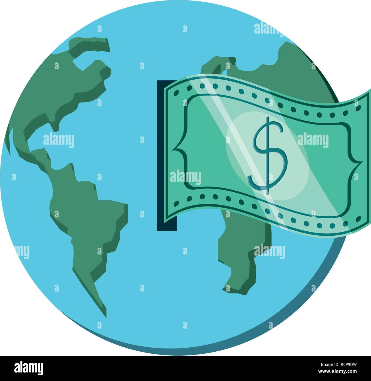 world planet earth with bills dollars vector illustration design Stock ...