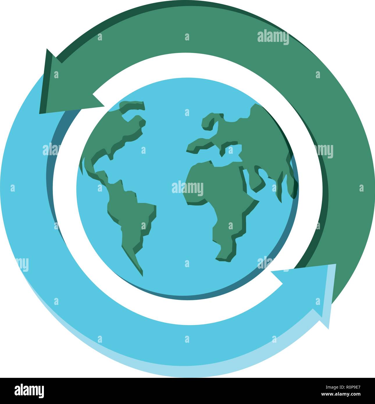 world planet earth with arrows around vector illustration design Stock ...