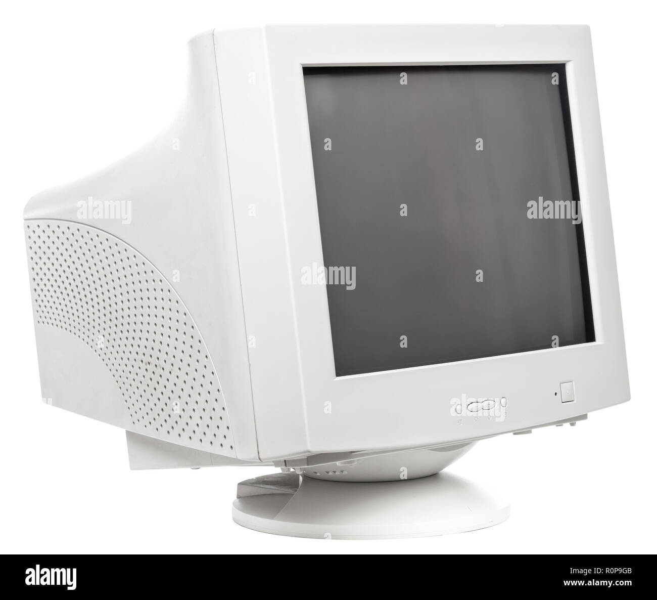 Vintage CRT computer monitor with black screen isolated on white ...