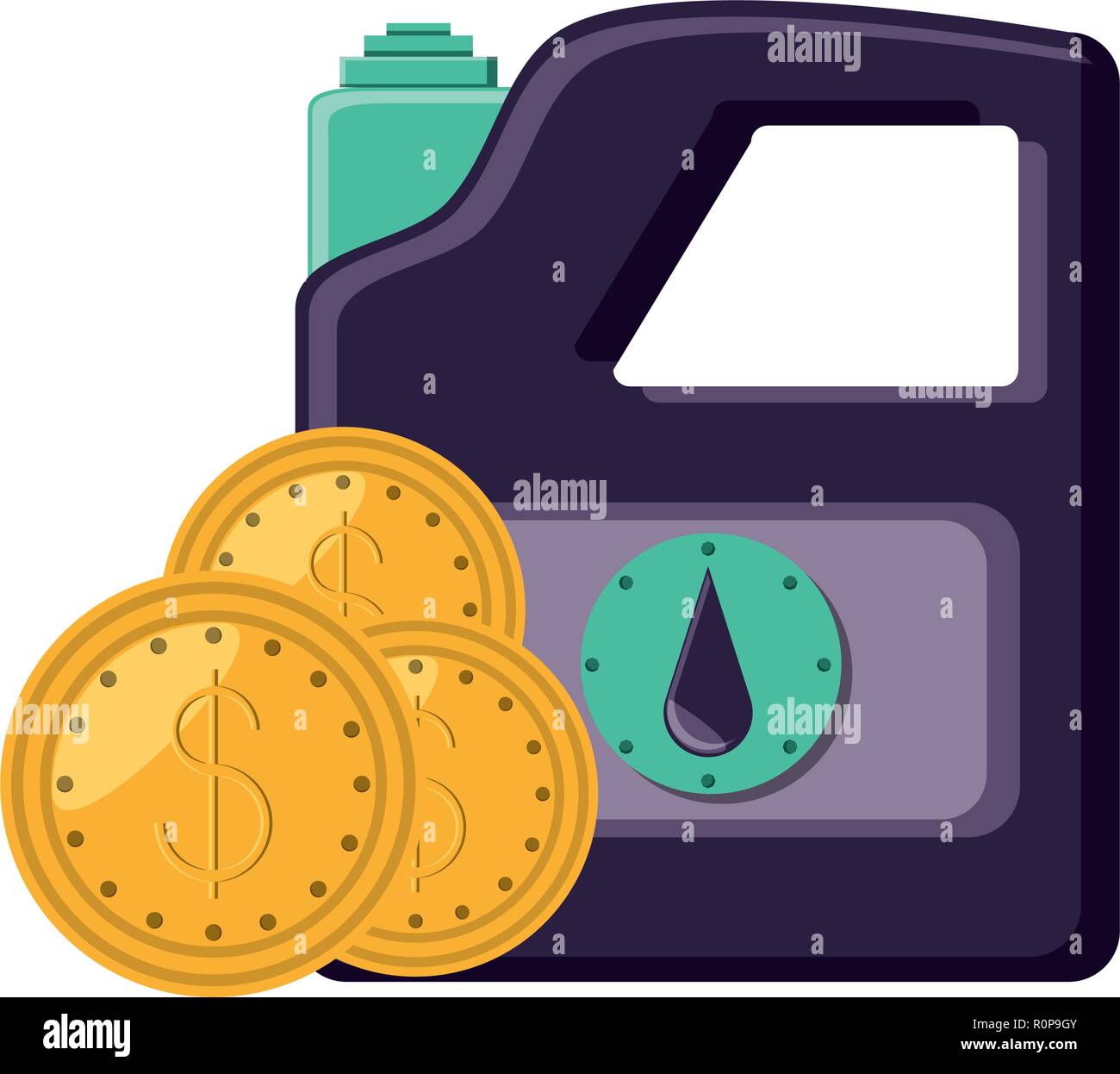 gallon of gasoline with coins vector illustration design Stock Vector ...