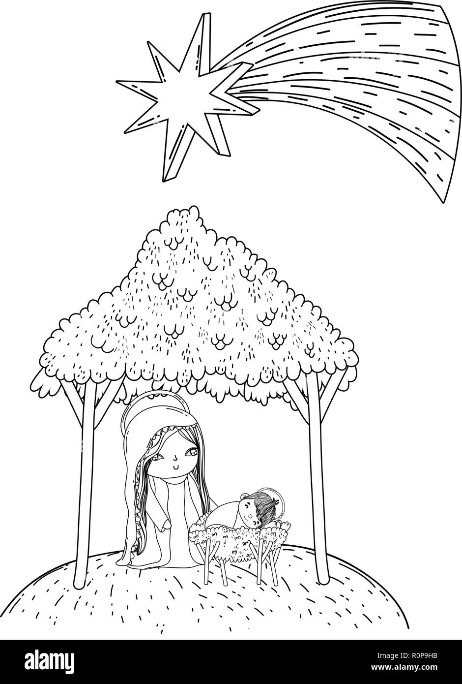 christmas nativity scene cartoon Stock Vector Image & Art - Alamy