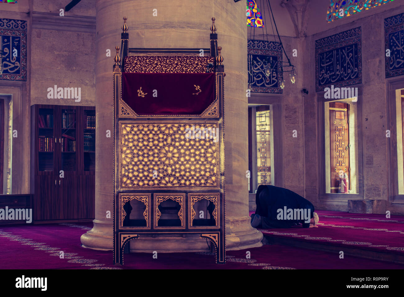 Wooden minbar sermon pulpit of Ottoman times in mosque Stock Photo - Alamy