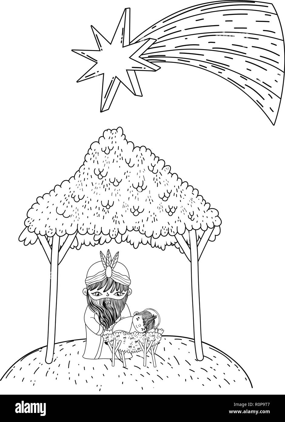 Christmas jesus manger vector Black and White Stock Photos & Images - Alamy