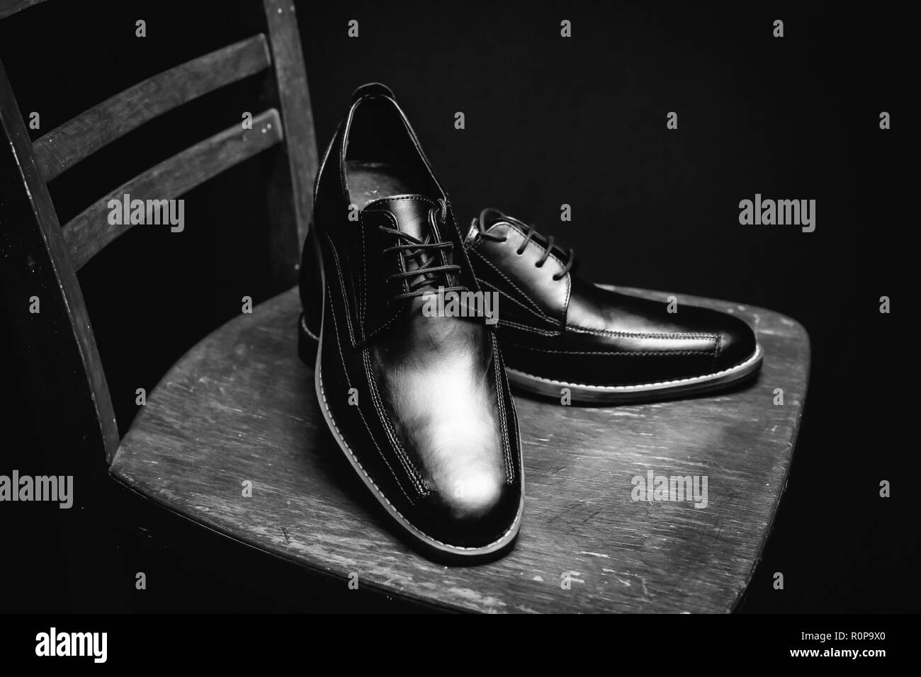 Vintage shoes wood Black and White Stock Photos & Images - Alamy