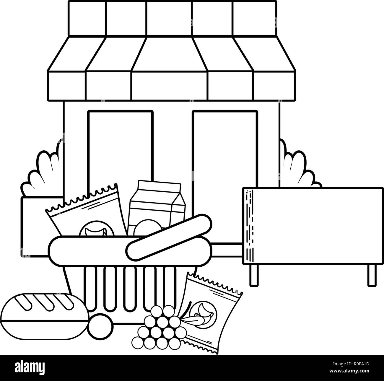 supermarket exterior cartoon Stock Vector Image & Art - Alamy