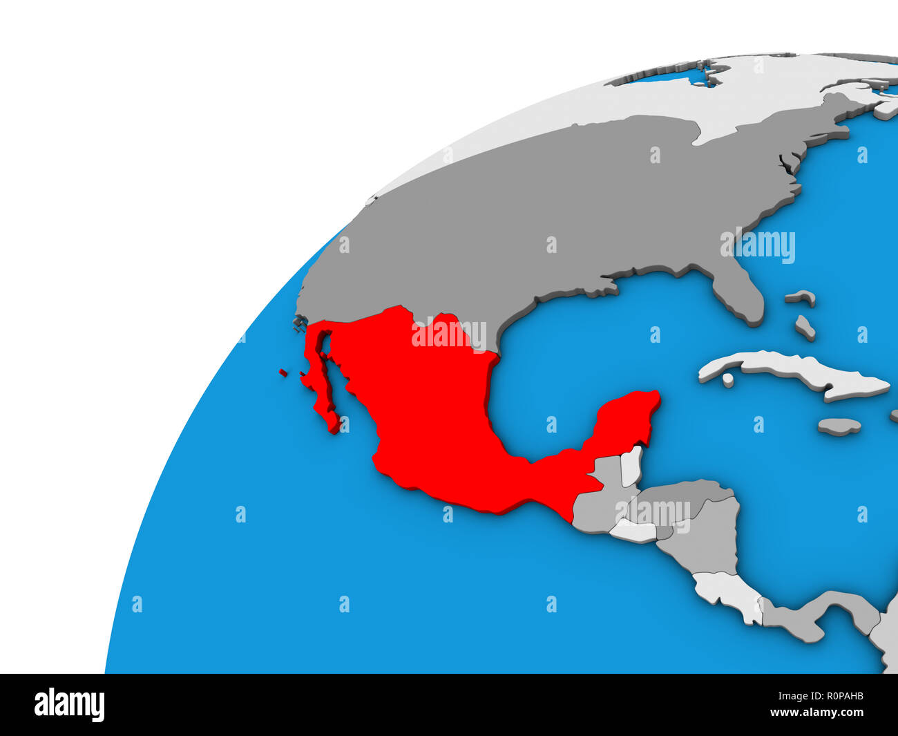 Mexico on 3D globe. 3D illustration Stock Photo - Alamy