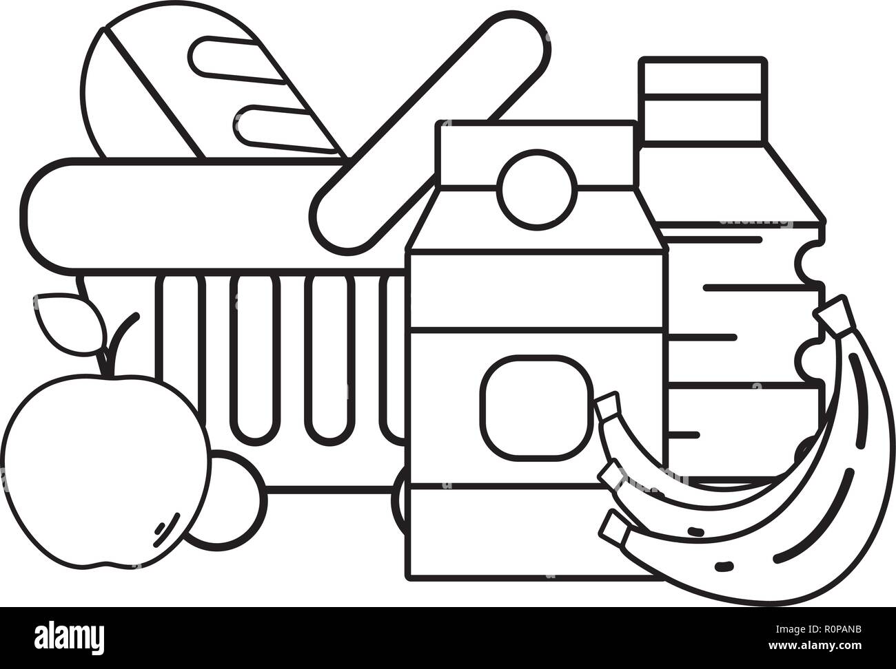 supermarket grocery products cartoon Stock Vector Image & Art - Alamy