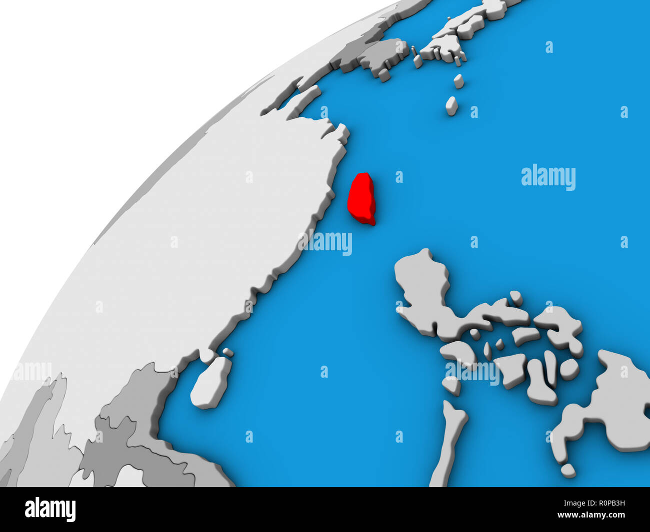 Taiwan on 3D globe. 3D illustration Stock Photo - Alamy