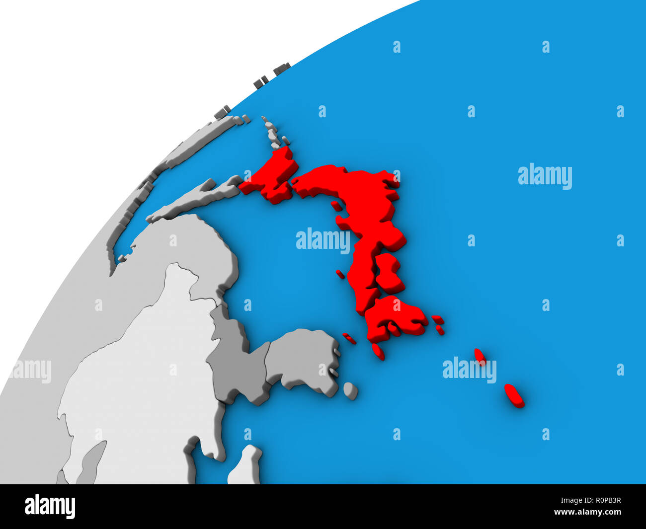 Japan on 3D globe. 3D illustration Stock Photo - Alamy
