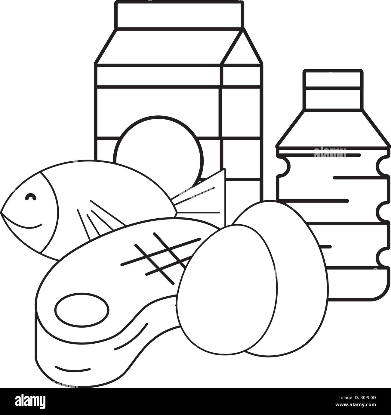 groceries purchase items black and white Stock Vector Image & Art - Alamy