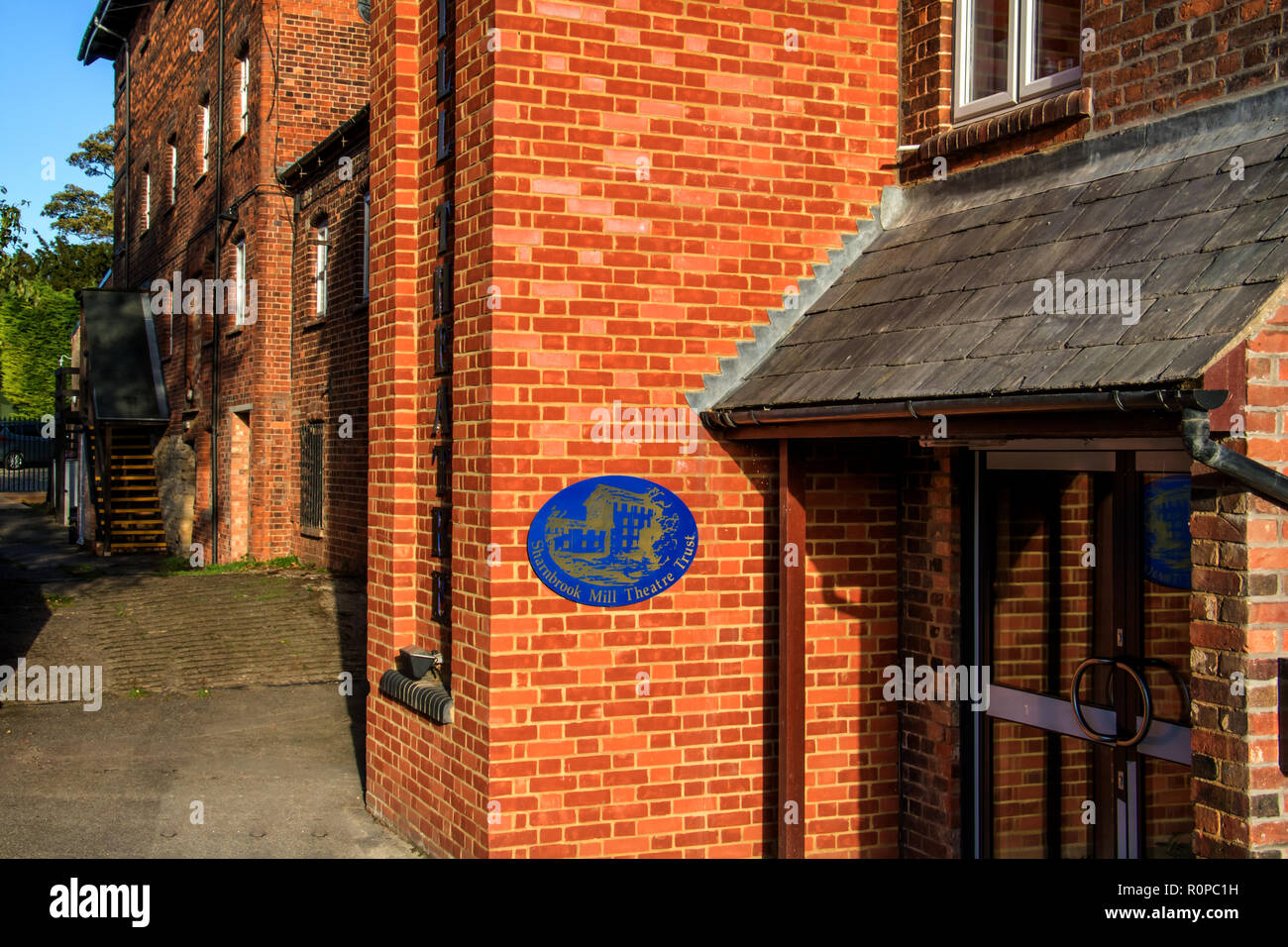 Entrance to Sharnbrook Mill Theatre in the village of Sharnbrook, near ...