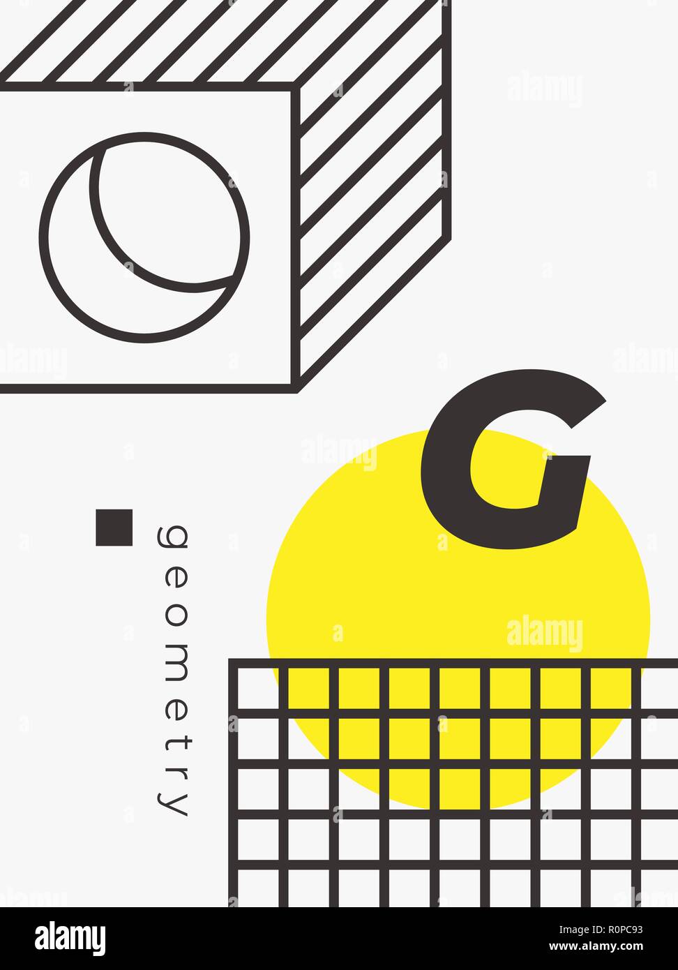 Universal trend poster. Linear geometric shapes set with halftone ...