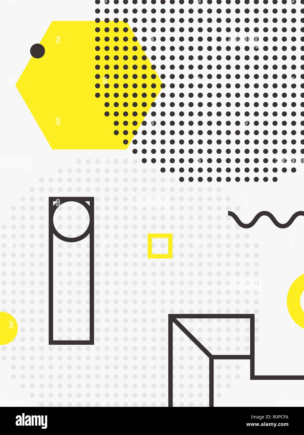 Universal trend poster. Linear geometric shapes set with halftone ...