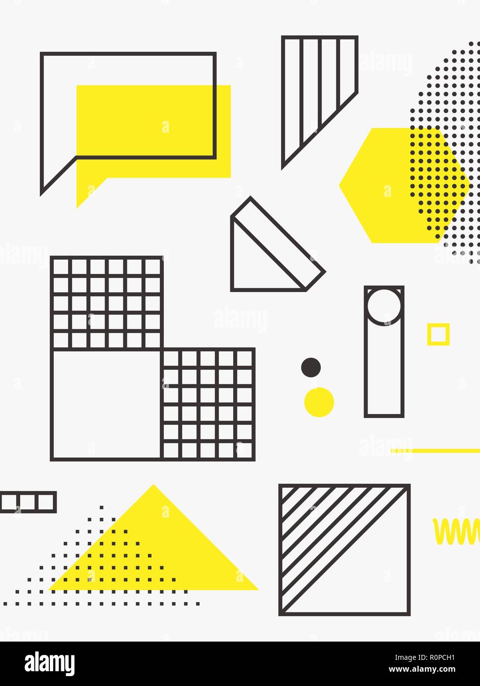 Universal trend poster. Linear geometric shapes set with halftone ...