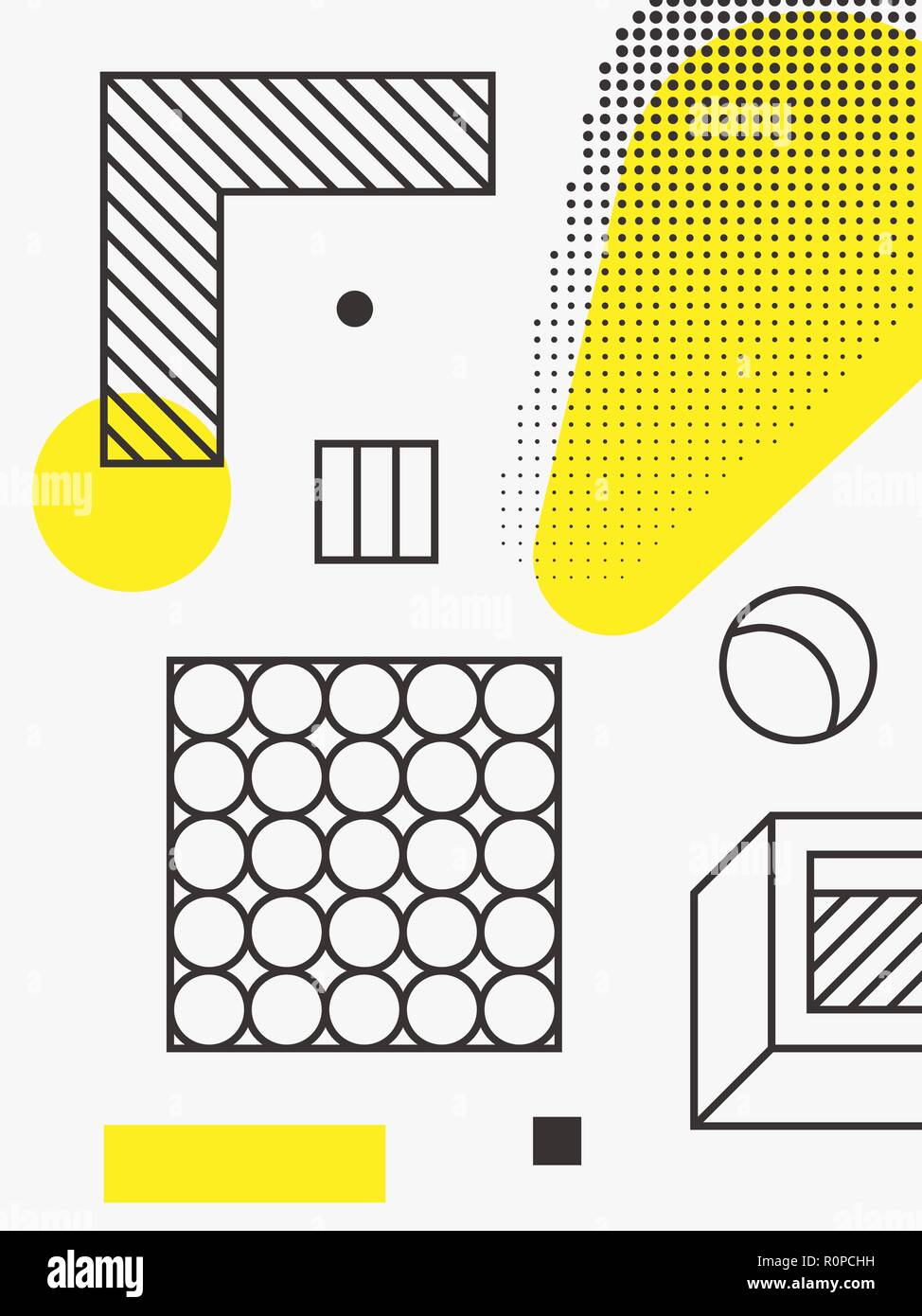 Universal trend poster. Linear geometric shapes set with halftone ...