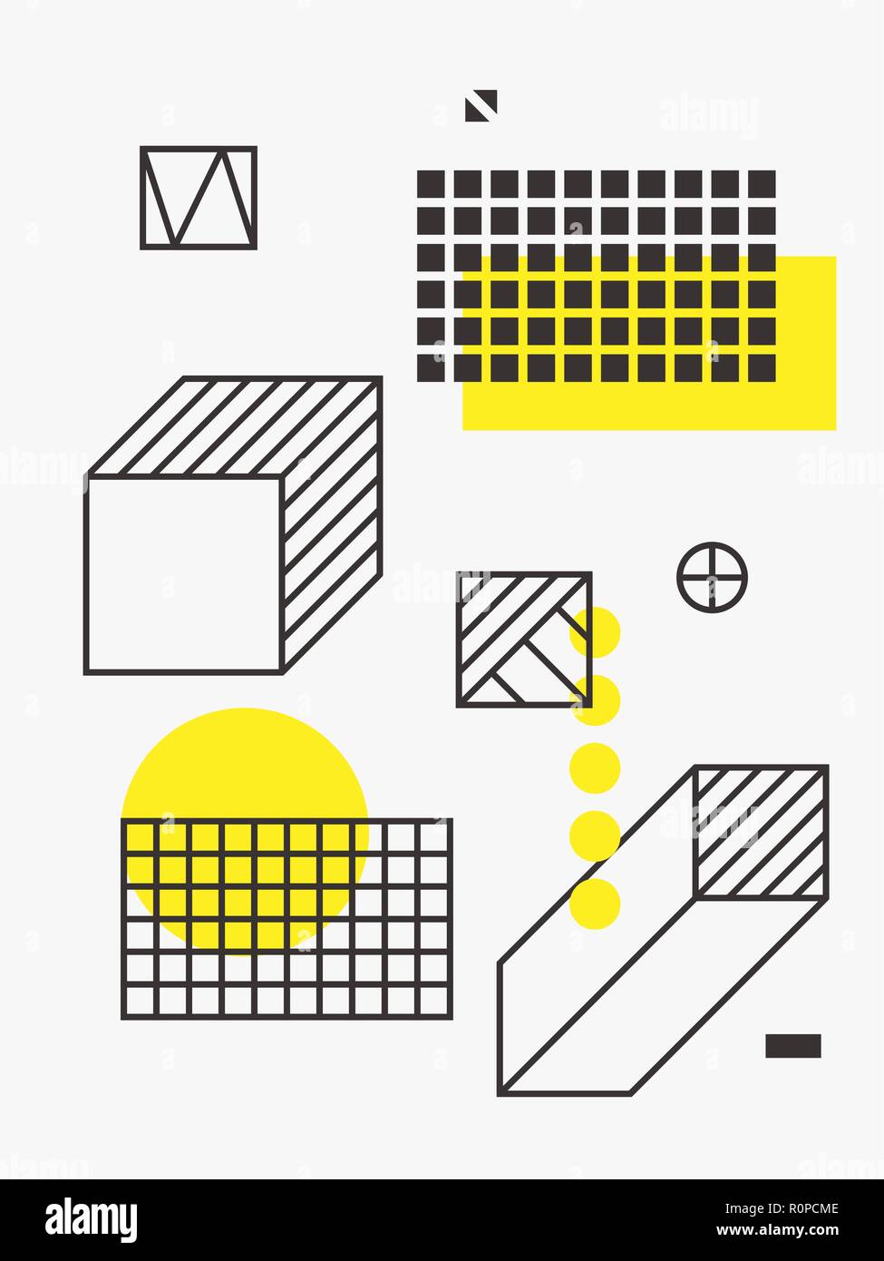 Universal trend poster. Linear geometric shapes set with halftone ...