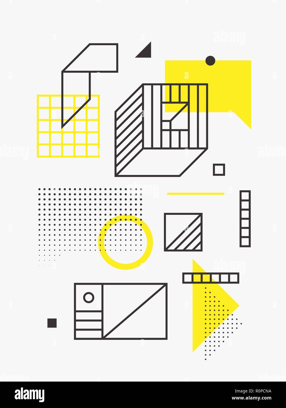 Universal trend poster. Linear geometric shapes set with halftone ...