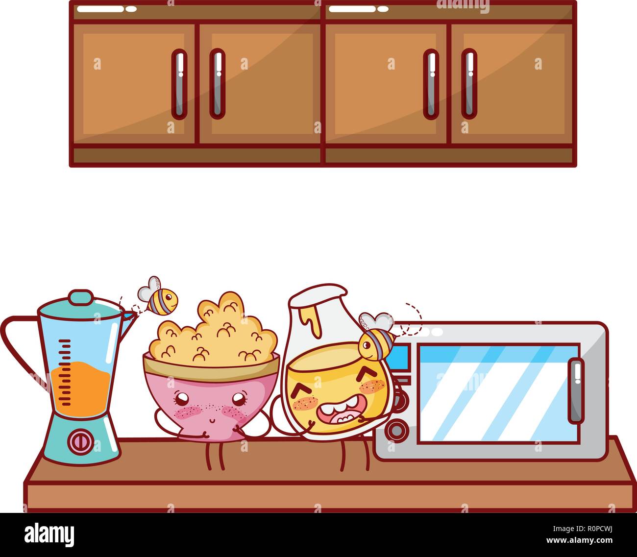 Kitchen and food kawaii cartoons Stock Vector Image & Art - Alamy