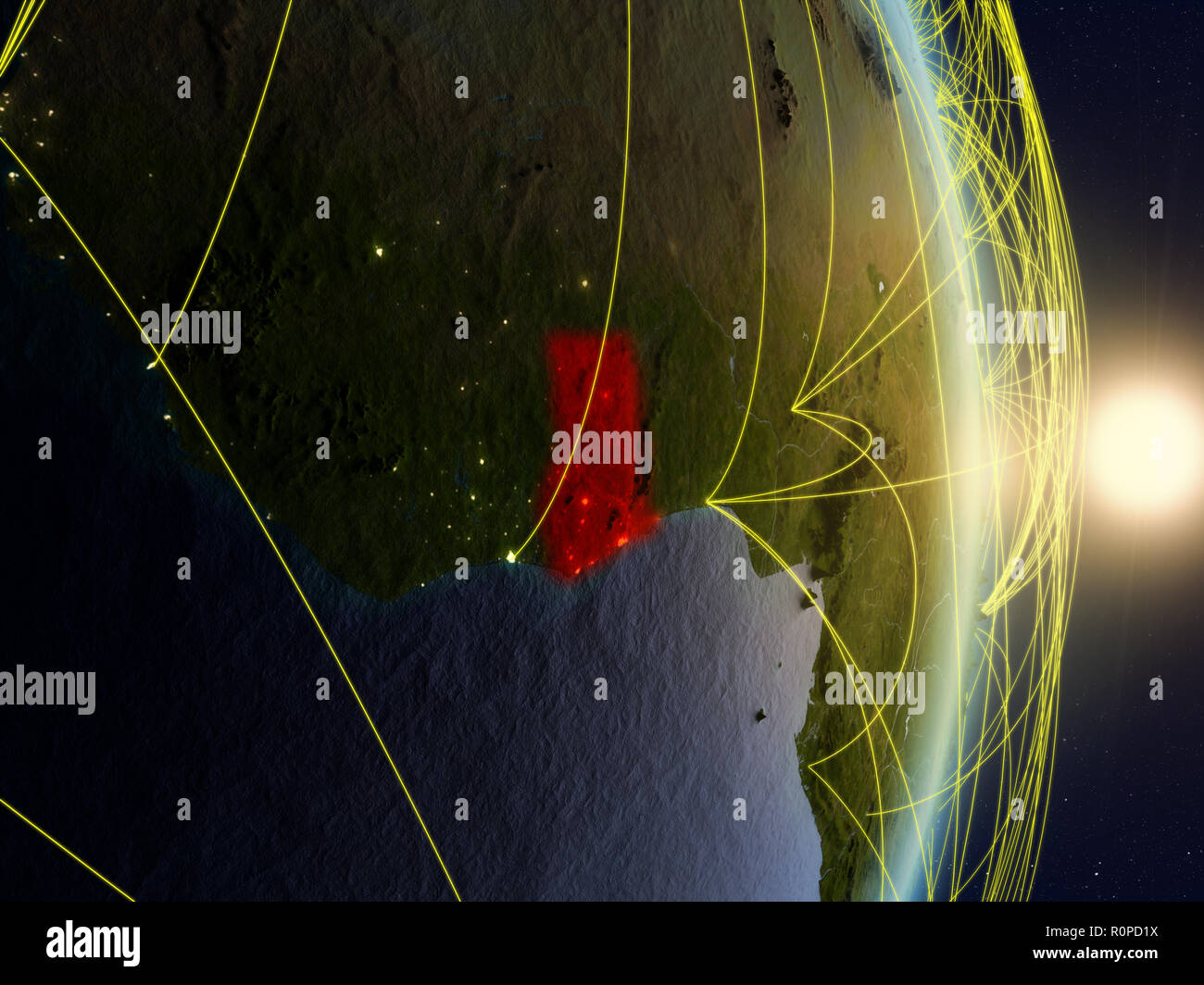 Ghana network map hi-res stock photography and images - Alamy