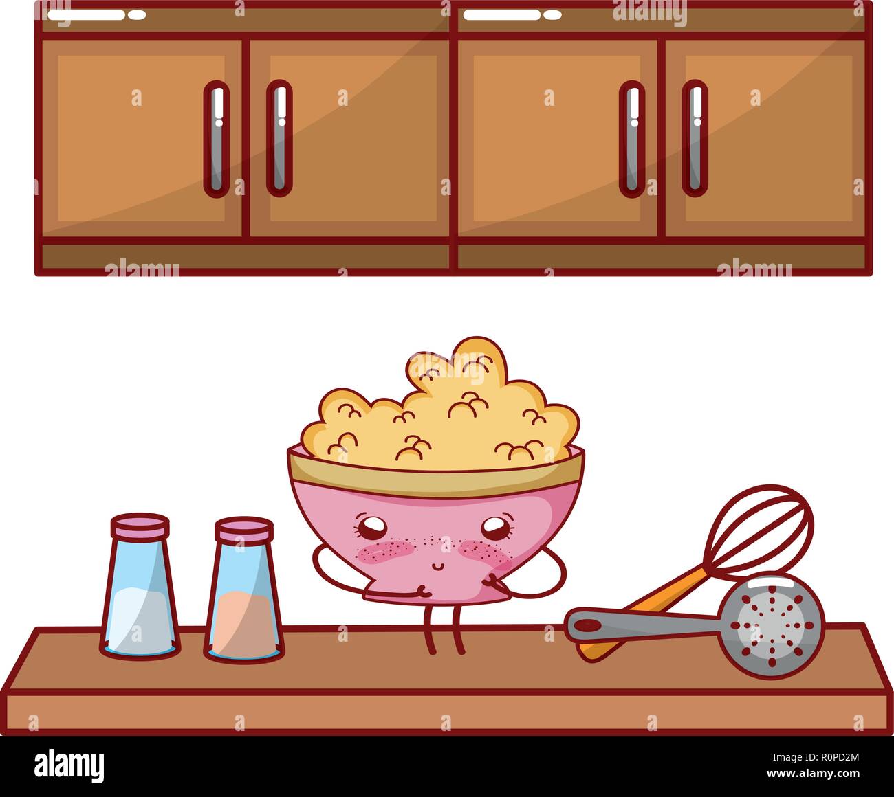 Kitchen and food kawaii cartoons Stock Vector Image & Art - Alamy