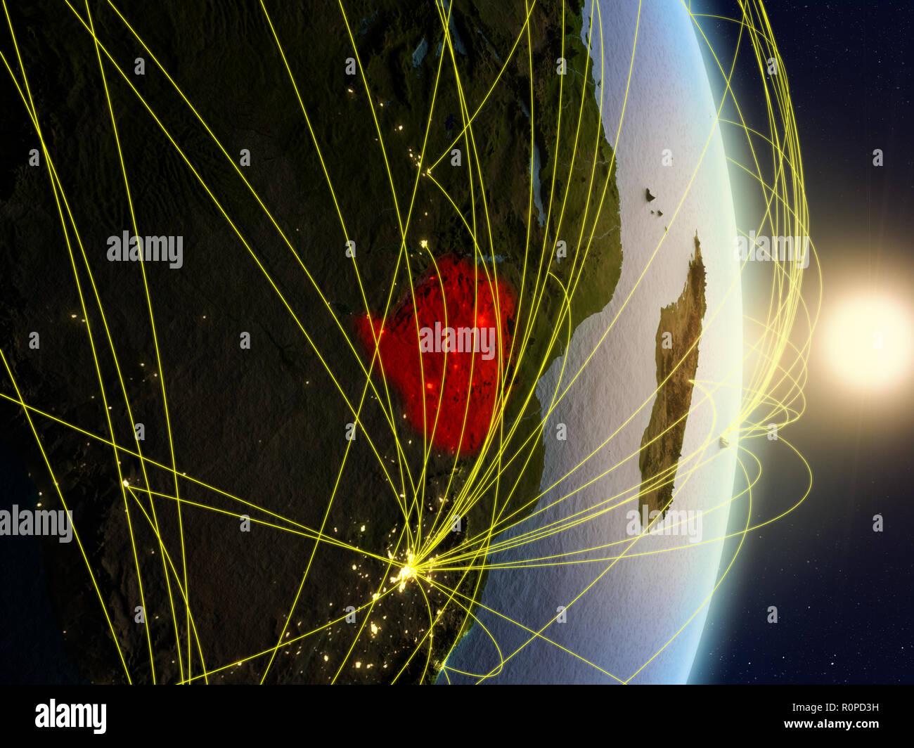 Zimbabwe network map hi-res stock photography and images - Alamy