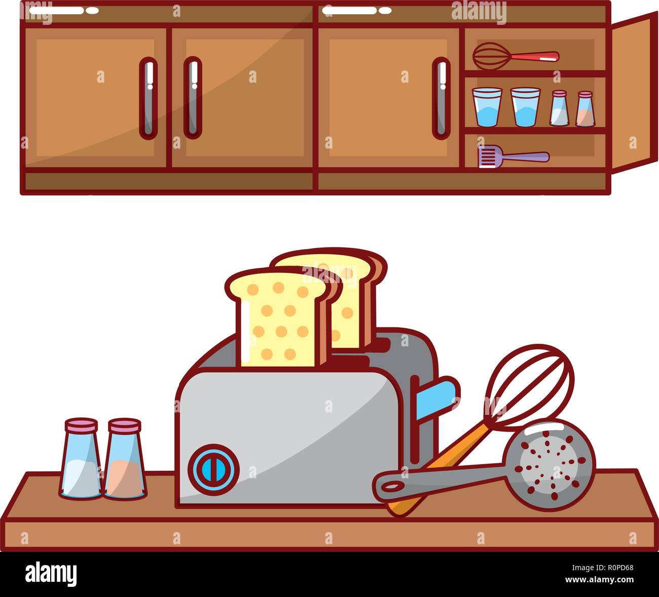 kitchen cute cartoons utensils Stock Vector Image & Art - Alamy