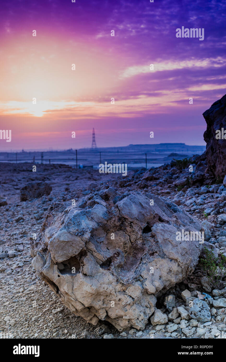 Beautiful sunrise in Bahrain desert Stock Photo - Alamy