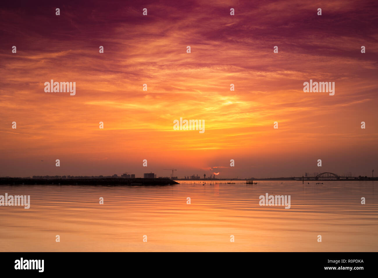 Beautiful Sunrise in Bahrain Beach Stock Photo - Alamy