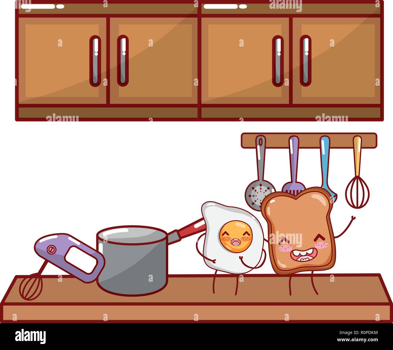 Kitchen and food kawaii cartoons Stock Vector Image & Art - Alamy