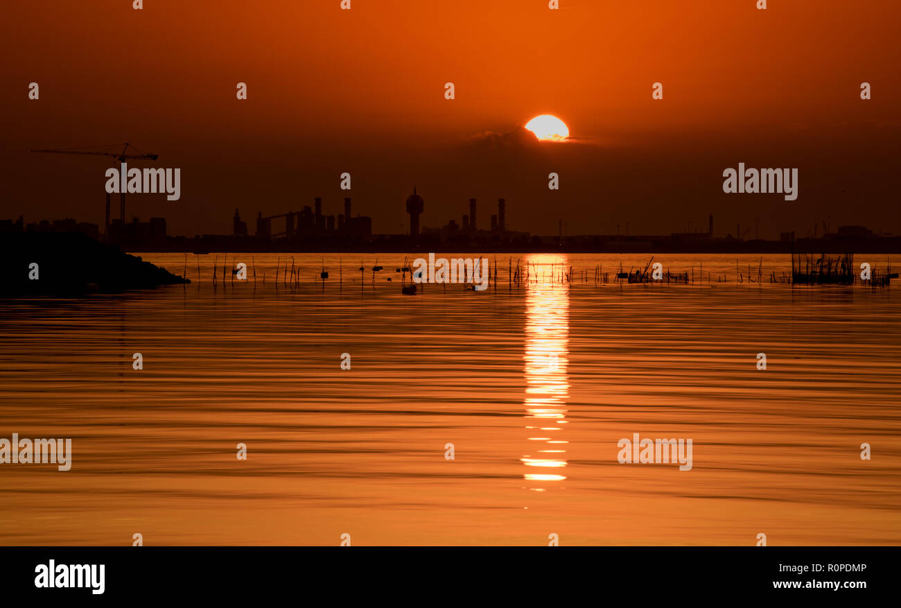 Beautiful Sunrise in Bahrain Beach Stock Photo - Alamy