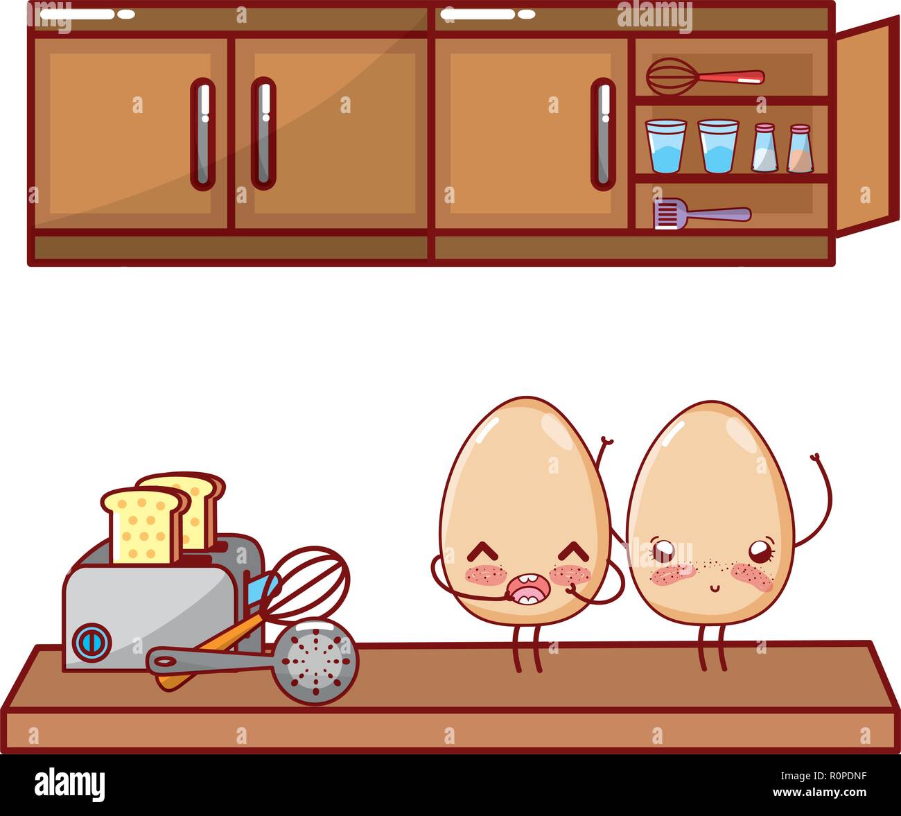 Kitchen and food kawaii cartoons Stock Vector Image & Art - Alamy