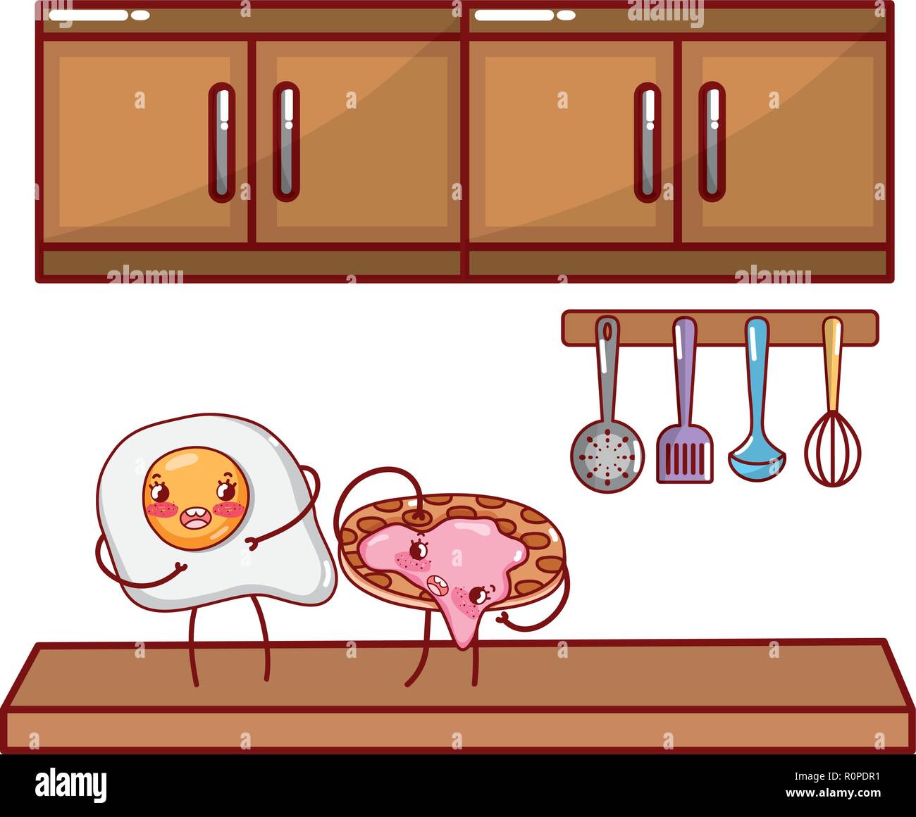 Kitchen and food kawaii cartoons Stock Vector Image & Art - Alamy