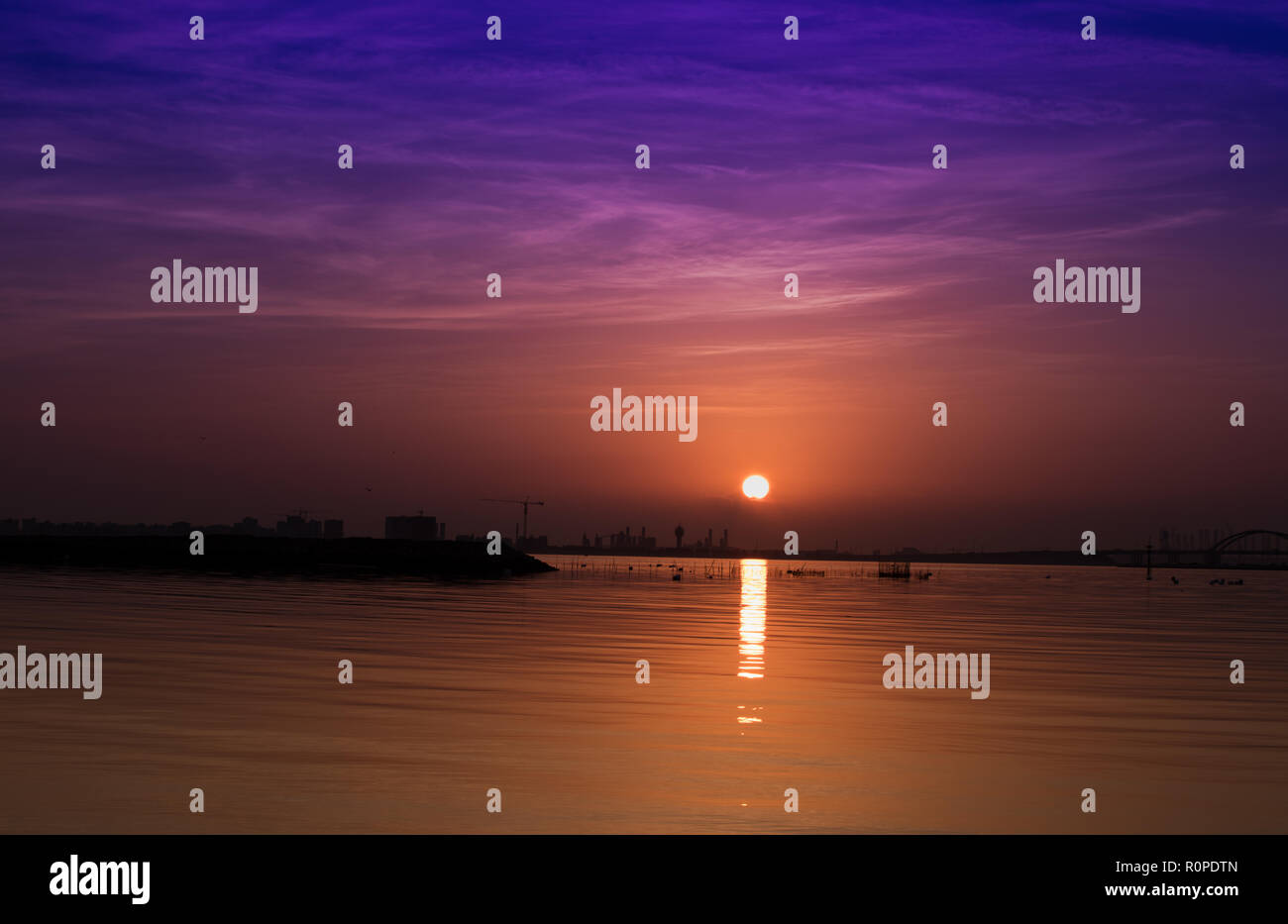 Beautiful Sunrise in Bahrain Beach Stock Photo - Alamy